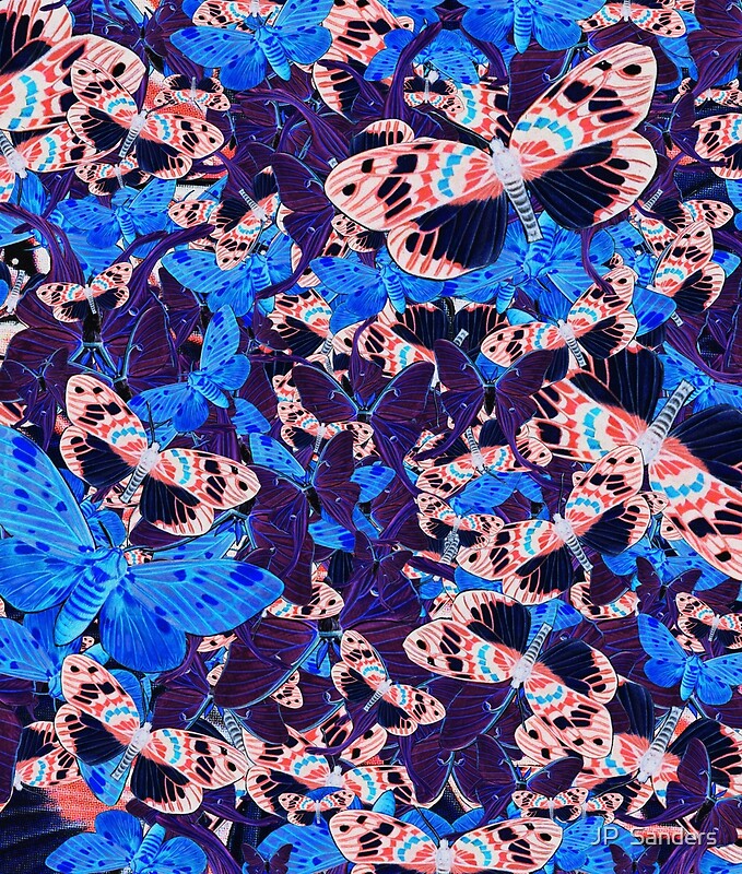 "Power blue butterfly print pattern" by John-Paul Sanders | Redbubble