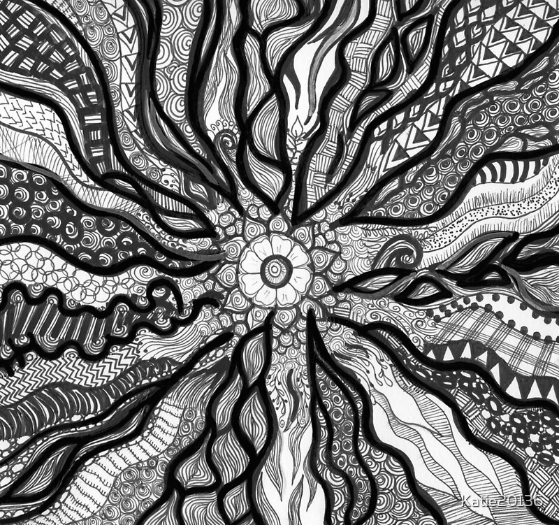 "Swirling Vortex Zentangle: perspective" by Katie Hwang | Redbubble