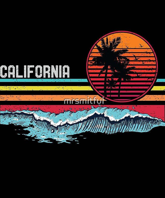 "Retro California Beach Surfing Vintage Surf Wave 80s Sunset" by ...