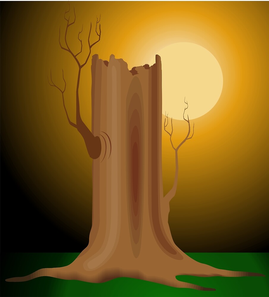 "Digital painting of a broken tree" by tillydesign | Redbubble
