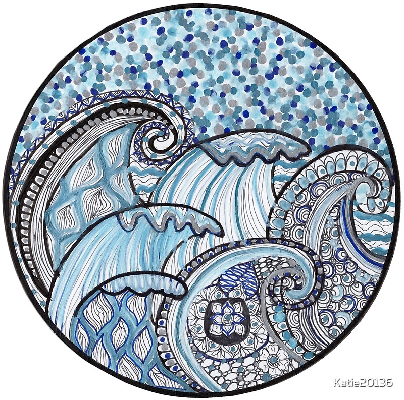 "Ocean Waves Zentangle Design" by Katie Hwang | Redbubble