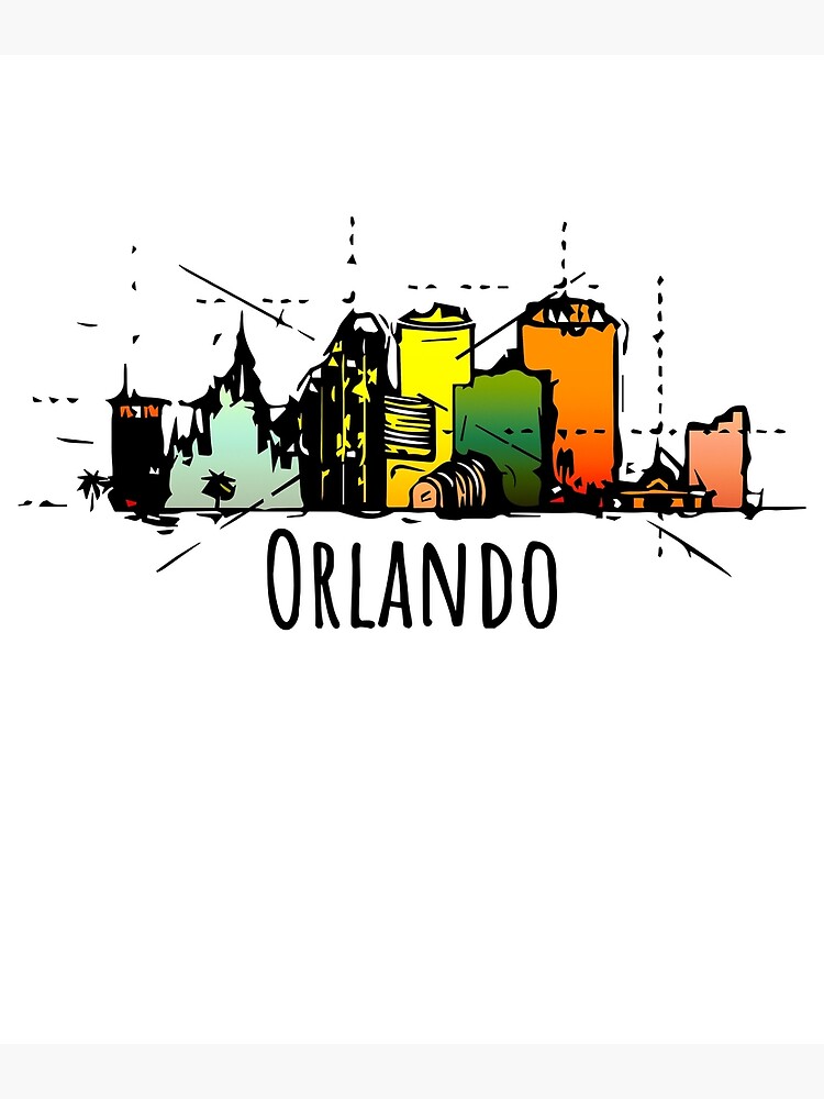 "Orlando Florida Cool Cartoon Sketch Skyline " Canvas Print by ...