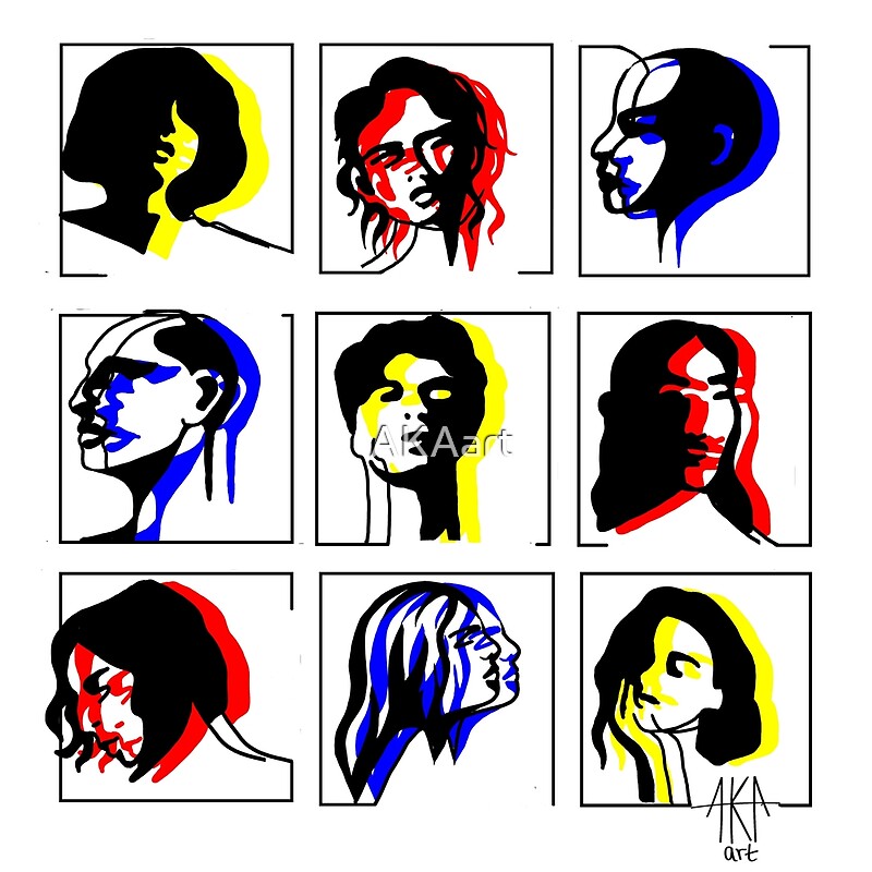 "Red Yellow Blue Graphic Portraits" by AKAart | Redbubble