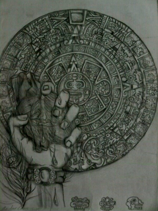 "Aztec Heart Sacrifice" by Amber Cross | Redbubble