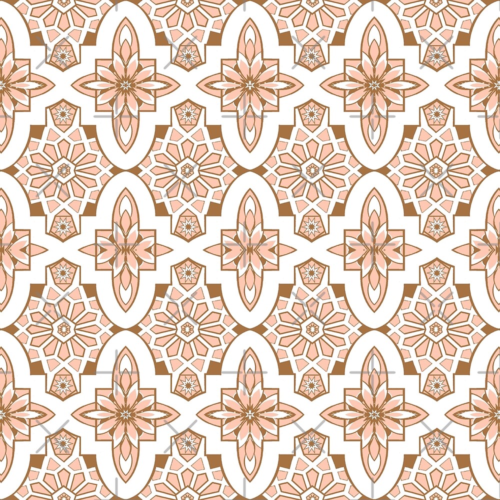"Peachy blush pink Moroccan Tile print art and design" by MagentaRose ...