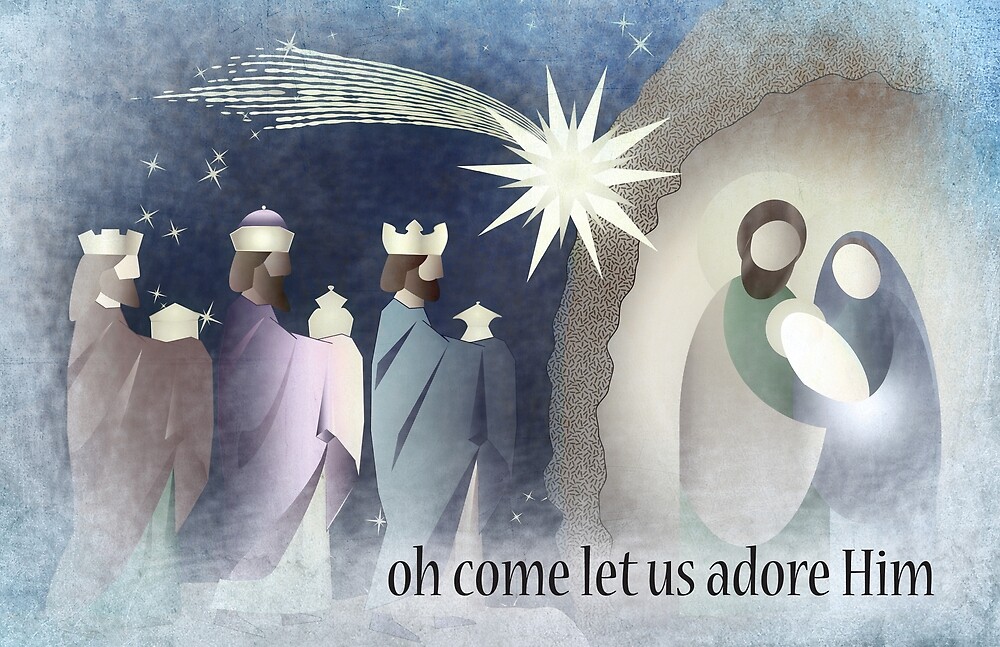 "Oh Come Let Us Adore Him, Nativity Scene" by FinnBear | Redbubble