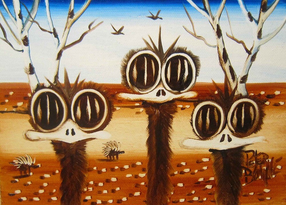 "THREE EMUS" by peterbrowne | Redbubble
