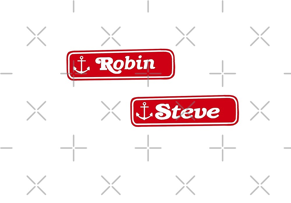 "Robin and Steve Stranger Things 3 Name Tags" by potass-ium | Redbubble