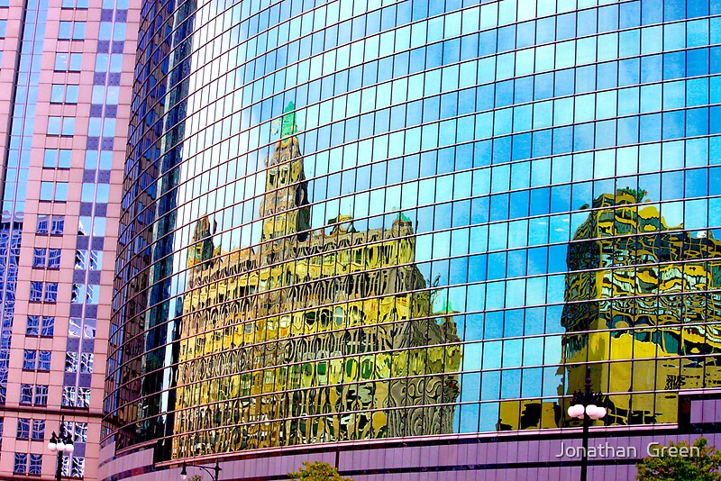"Reflecting Building Windows Chicago USA" by Jonathan Green | Redbubble