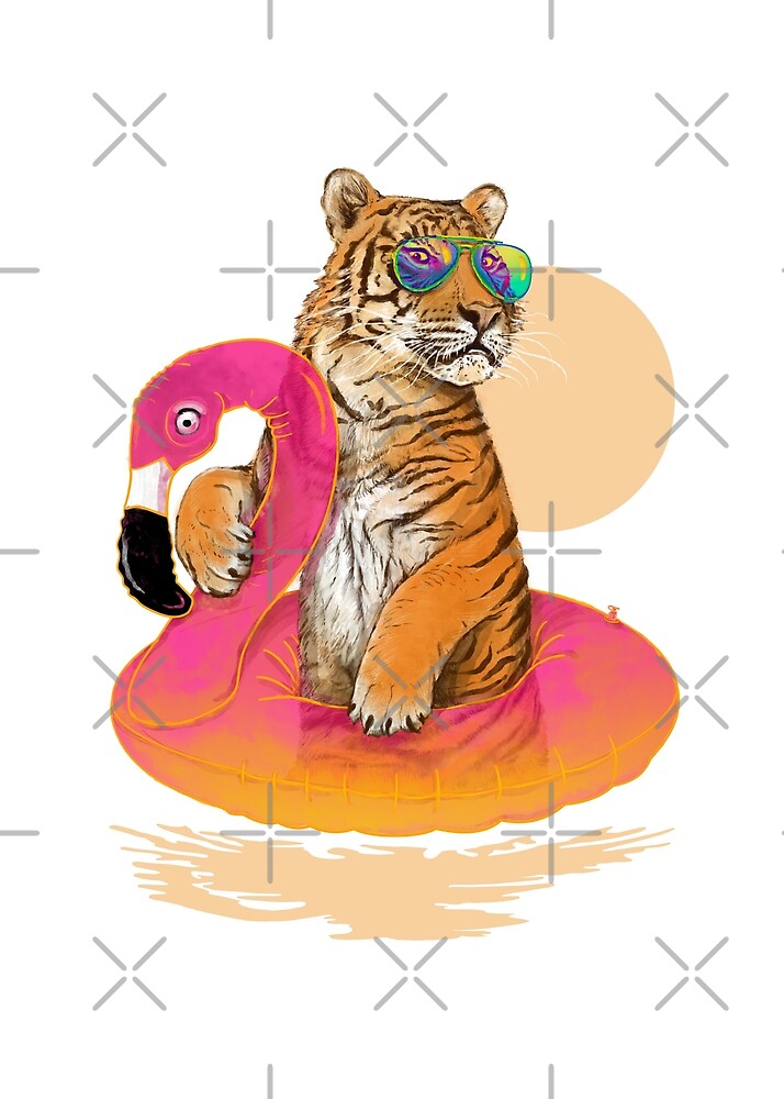 "Chillin, Flamingo Tiger" by 38Sunsets | Redbubble