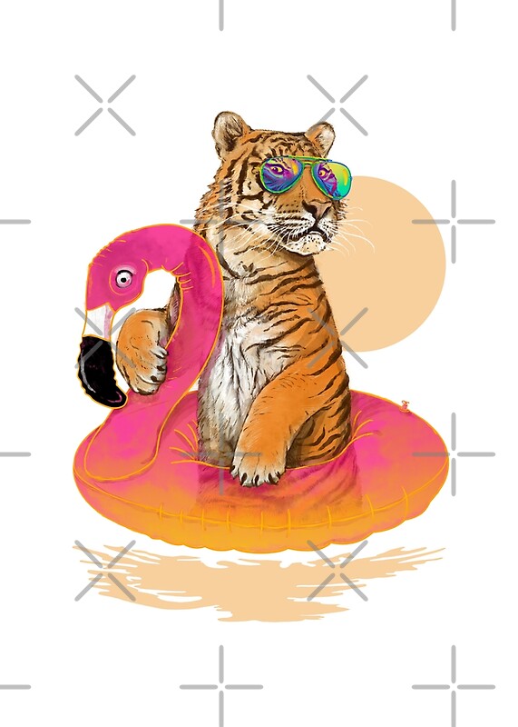 "Chillin, Flamingo Tiger" by 38Sunsets | Redbubble