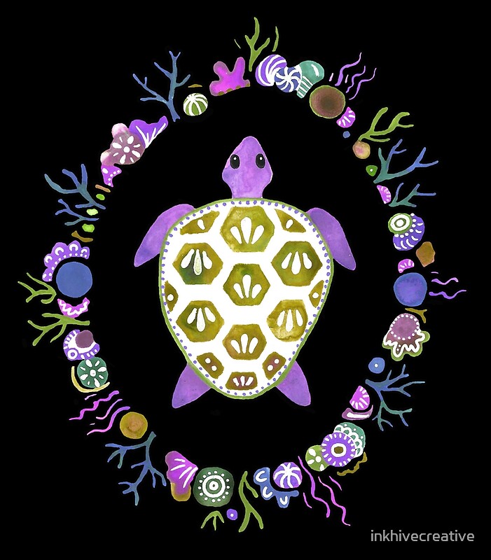 "Purple and Green Sea Turtle " by inkhivecreative | Redbubble