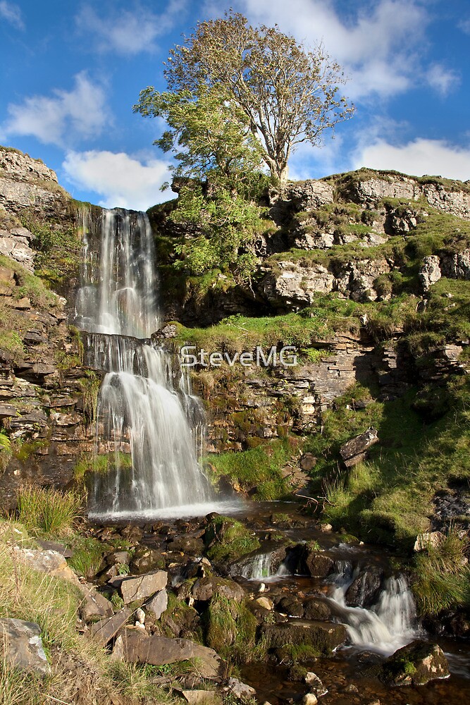 "Cow Close Gill Waterfall - Cray" by SteveMG | Redbubble