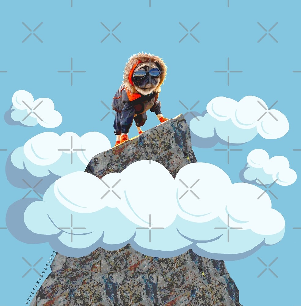 "Adventure Pug Above the Clouds" by pugventurephoto | Redbubble