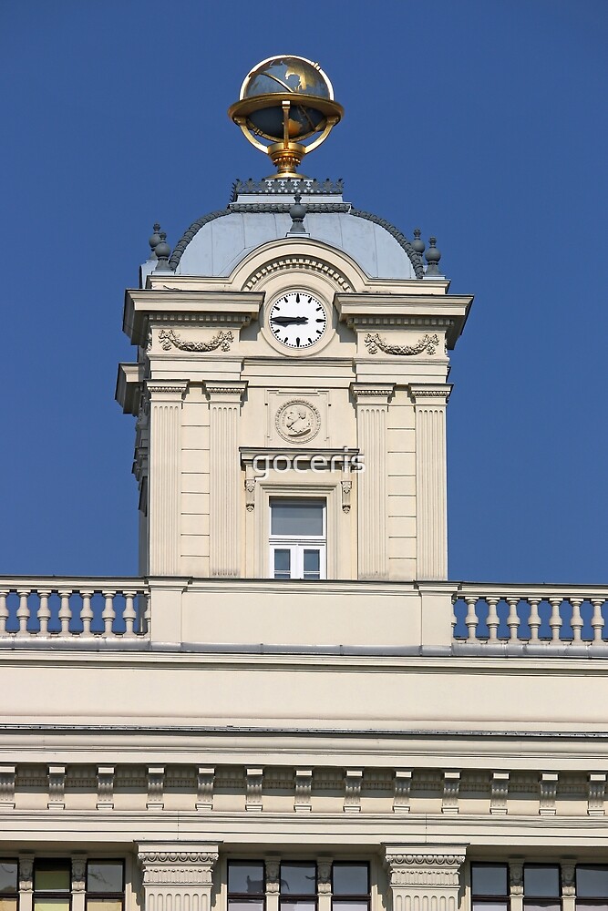 "white building with clock and earth globe on roof Vienna Austria" by ...