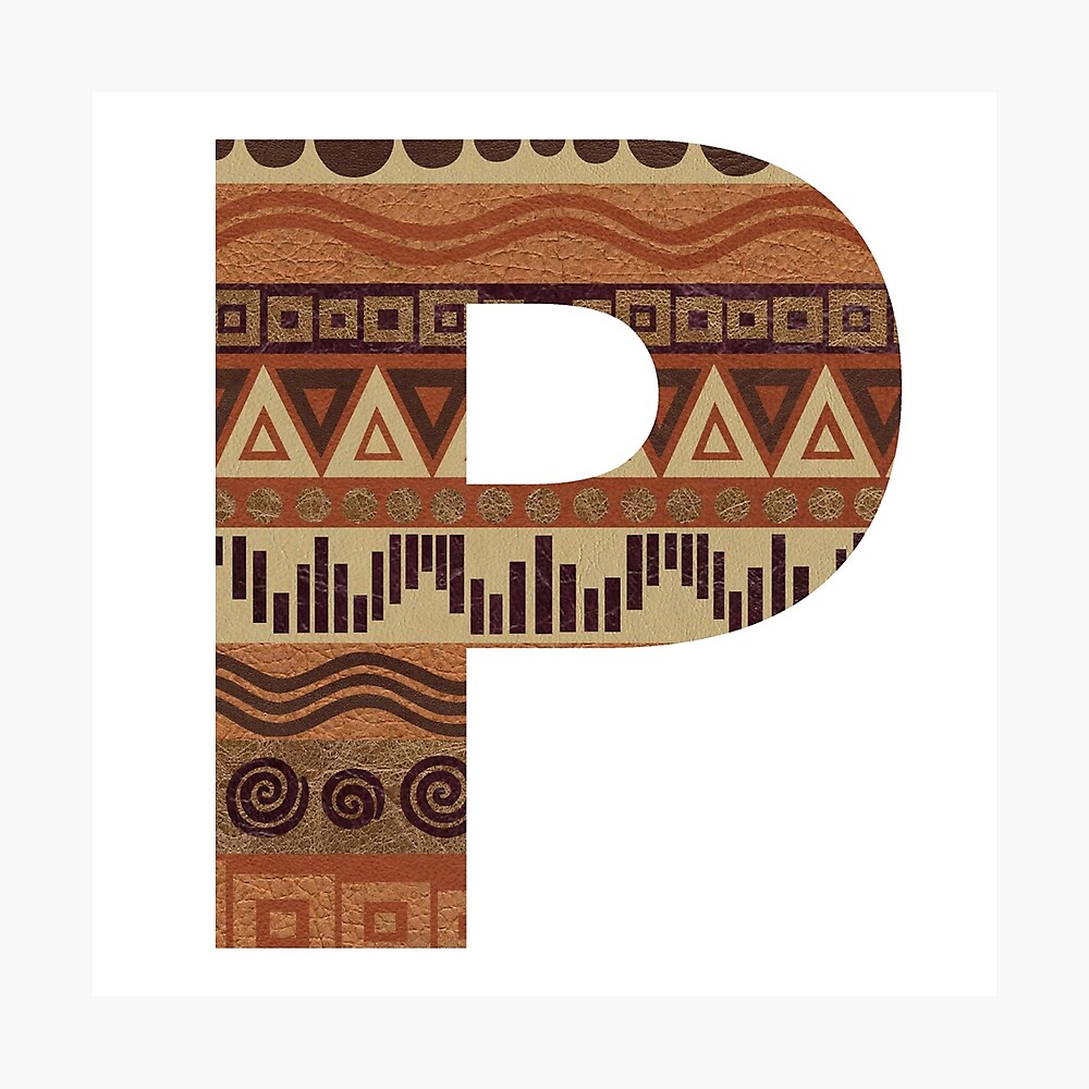 "Letter P Leather Look Pattern Tribal Ethnic Monogram Initial ...