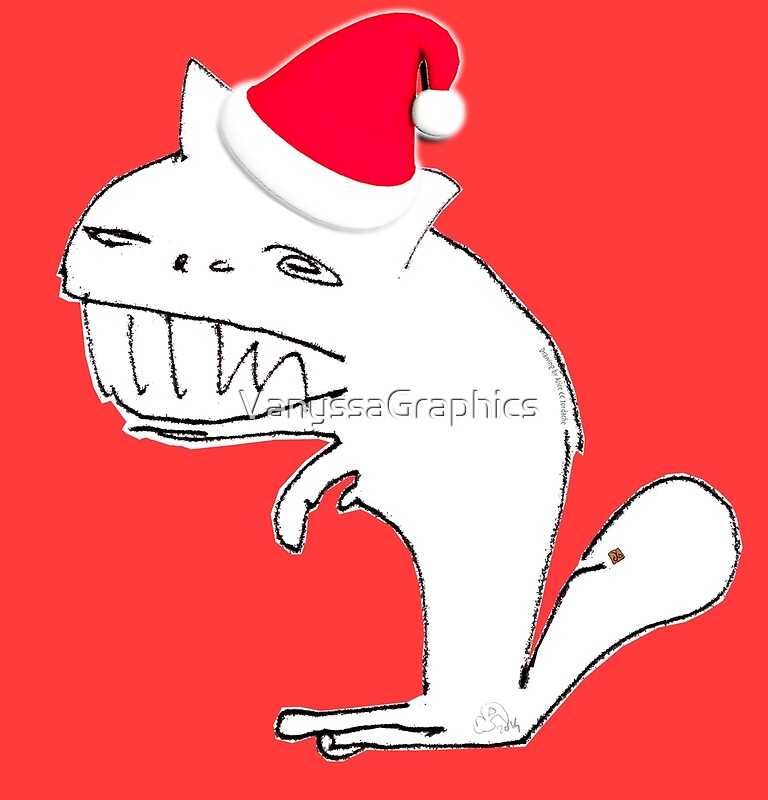 "Lucky Santa Cat (Original Drawing by Alice CCI)" by VanyssaGraphics ...