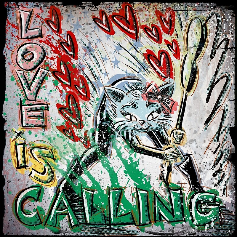 "Kitschy, kitsch, Cat, London Calling, Art, Print, Kitch, the, clash ...