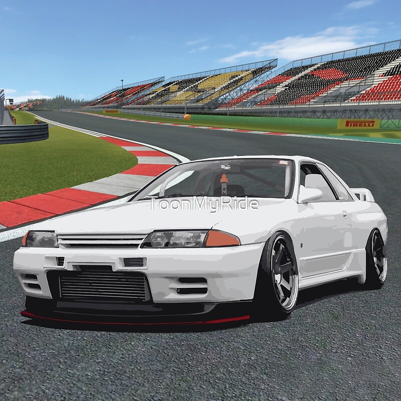 "R32 GT-R race car Cartoon" by ToonMyRide | Redbubble