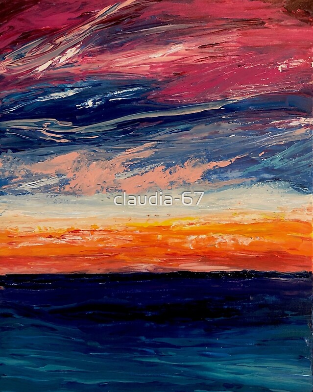 "Abstract Ocean and Sunset" by claudia-67 | Redbubble