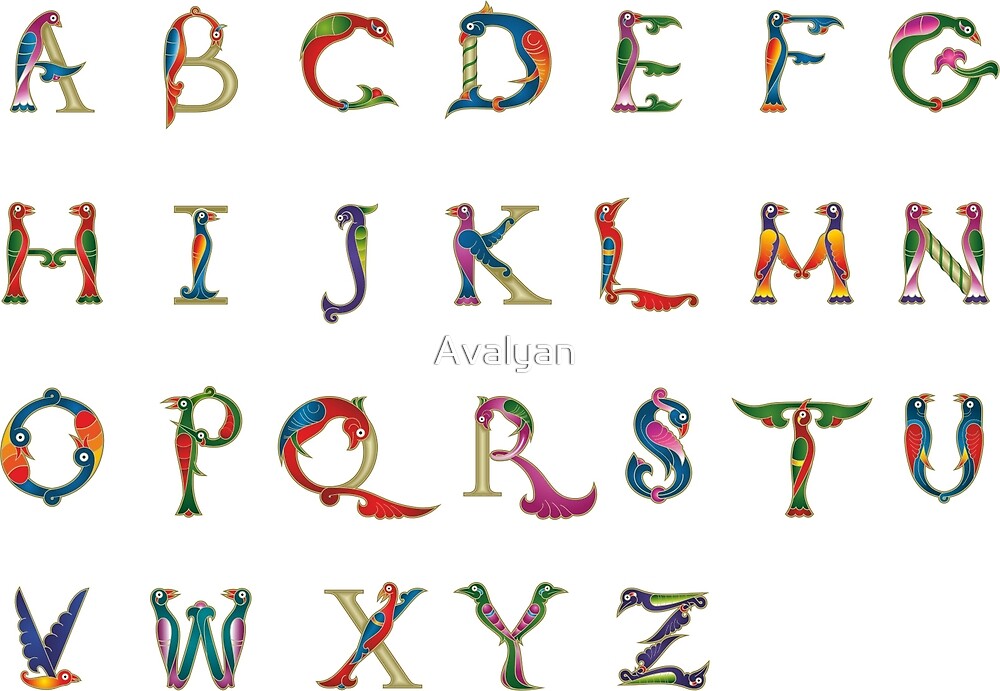 "English Alphabet with Trchnakir-Style Letters" by Avalyan | Redbubble