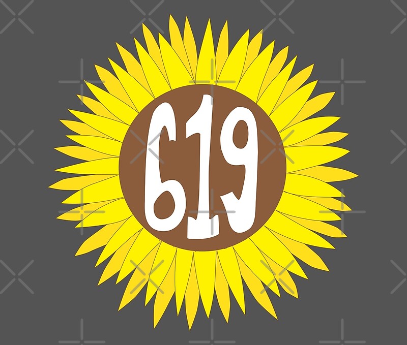 "Hand Drawn California 619 Area Code Sunflower" by itsrturn | Redbubble