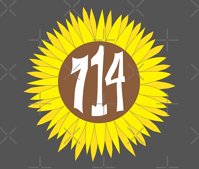 "Hand Drawn California 714 Area Code Sunflower" by itsrturn | Redbubble