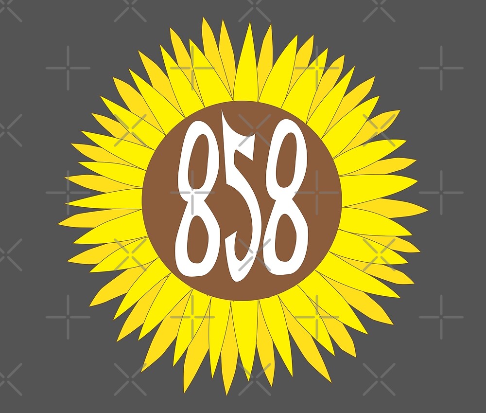 "Hand Drawn California 858 Area Code Sunflower" by itsrturn | Redbubble