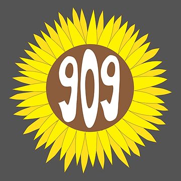 "Hand Drawn California 909 Area Code Sunflower" Sticker for Sale by ...