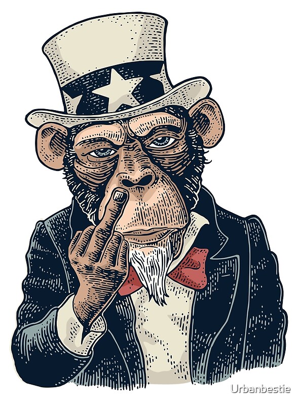 "Monkey Uncle Sam middle finger offensive funny" by Urbanbestie | Redbubble