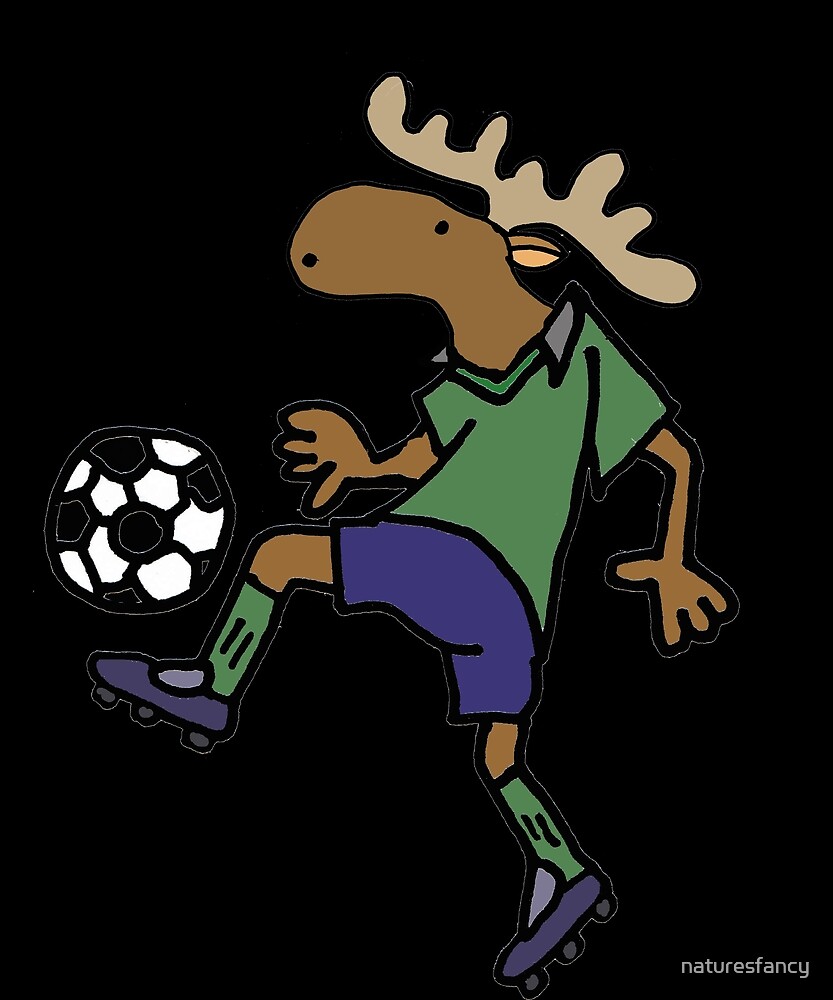 "Cool Moose Playing Soccer Cartoon" by naturesfancy | Redbubble