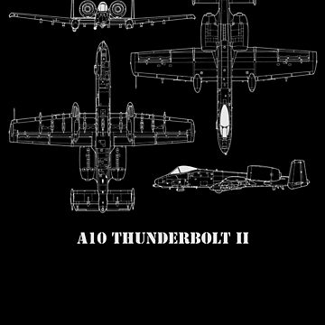 "A-10 Thunderbolt II "Warthog" Airplane - Technical Drawing" Art Board ...