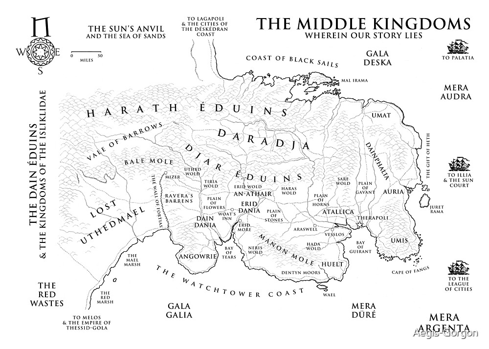 "The Middle Kingdoms Map (The Barrow)" by Aegis-Gorgon | Redbubble
