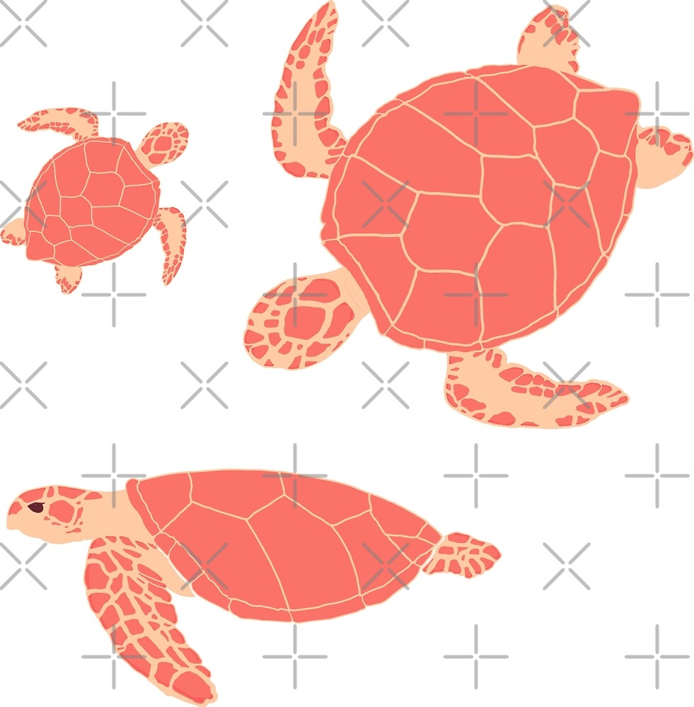 "Sea Animal Sticker Pack | Pink Turtles" by CreativeBridge | Redbubble