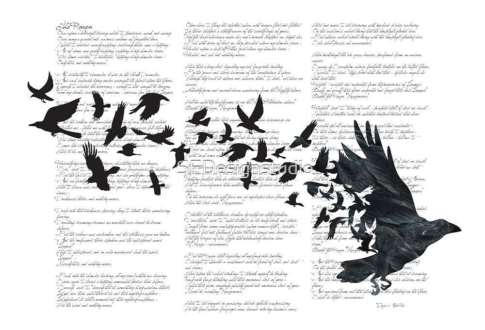 "Vintage Style Print with Poem Text Edgar Alan Poe: Edgar Alan Crow" by ...