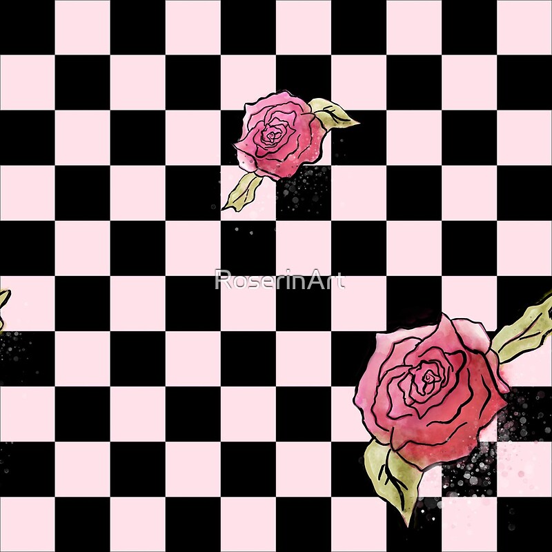"Pink Rose Checkerboard Pattern" by RoserinArt | Redbubble