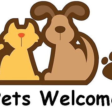 "Pets Welcome" Sticker for Sale by balustore | Redbubble