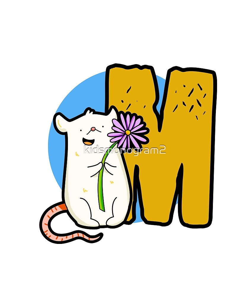 "Monogram M Cute White Mouse" by kidsmonogram2 | Redbubble