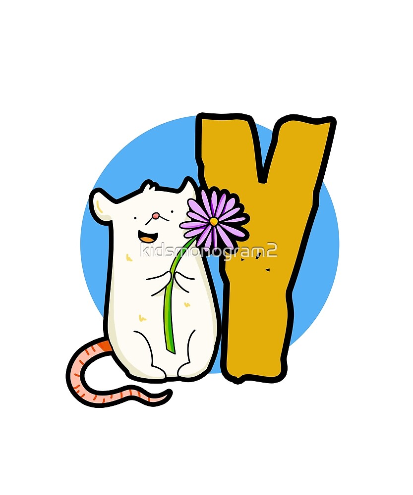 "Monogram Y Cute White Mouse" by kidsmonogram2 | Redbubble