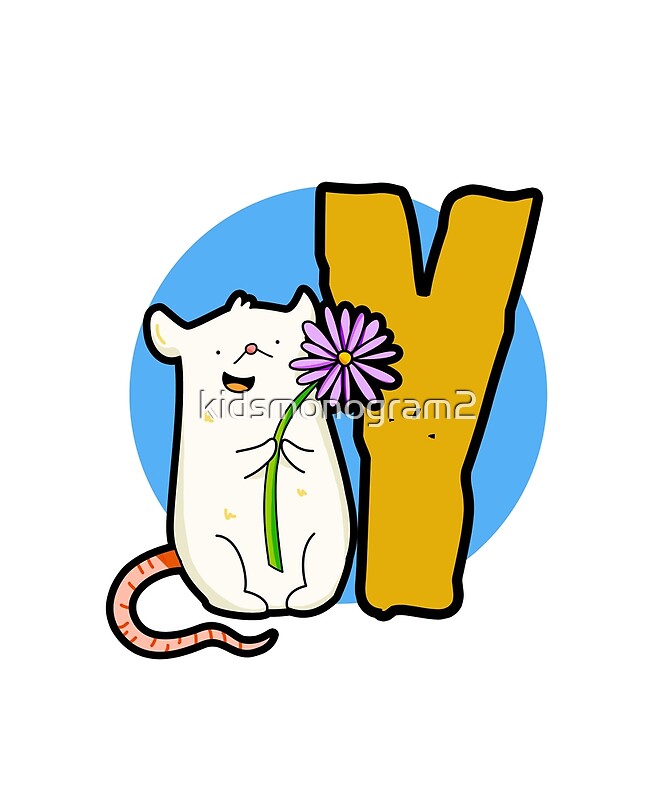 "Monogram Y Cute White Mouse" by kidsmonogram2 | Redbubble