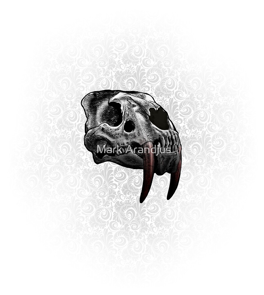 "Sabertooth skull (grey version)" by Mark Arandjus | Redbubble