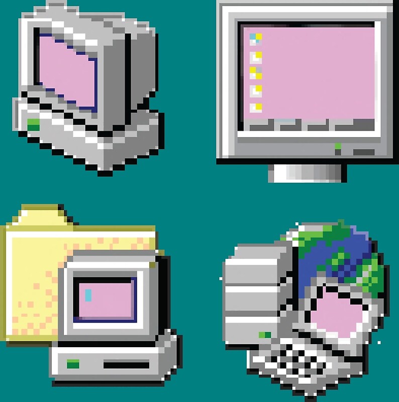 "Pink Windows 98 Desktop Icons Set Classic Green Background" by eliza ...