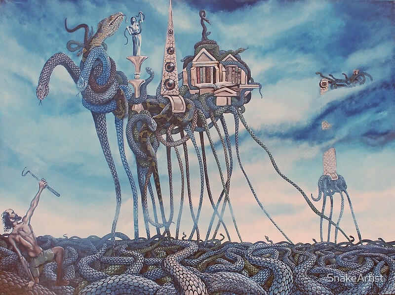 "Temptation of a Snakeman- After Dali" by SnakeArtist | Redbubble