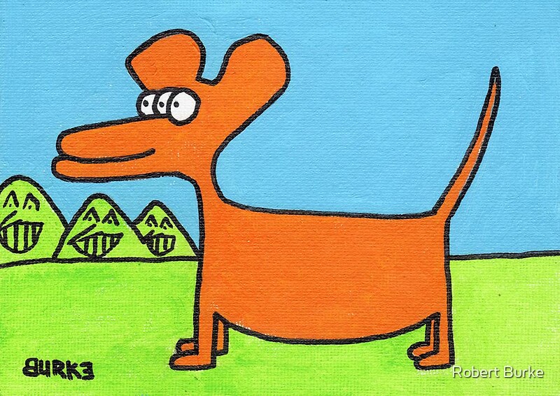"Orange Three-Eyed Dog" by Robert Burke | Redbubble