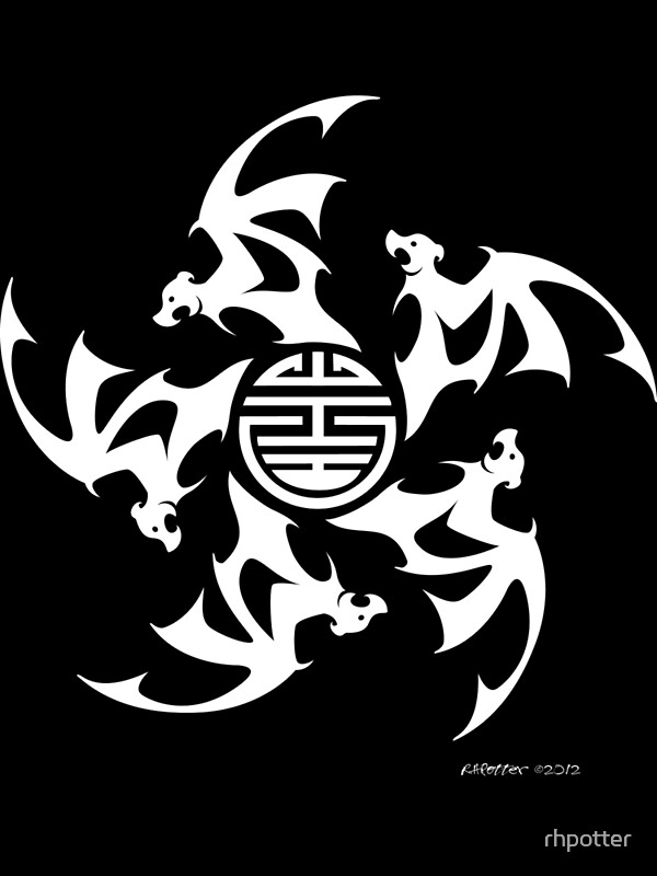 "Wu Fu Bats II (Five Lucky Bats)" by rhpotter | Redbubble