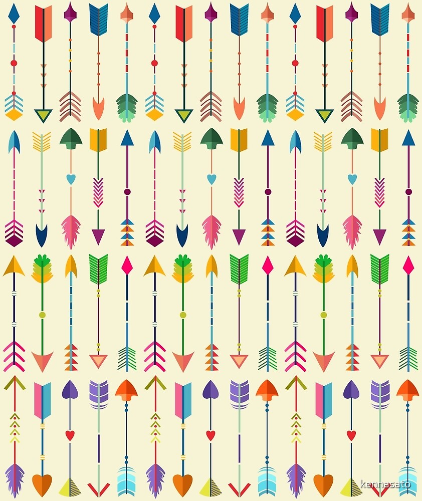 "Colorful Tribal Arrows Pattern with Yellow Background" by kennasato ...