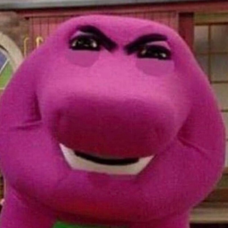 "HUH? Barney meme " by debracornell97 | Redbubble