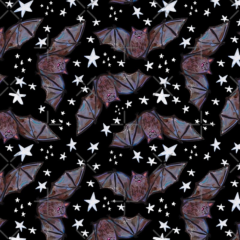 "Creepy Cute Hand Painted Halloween Bat Pattern" by RobertPhelpsArt ...