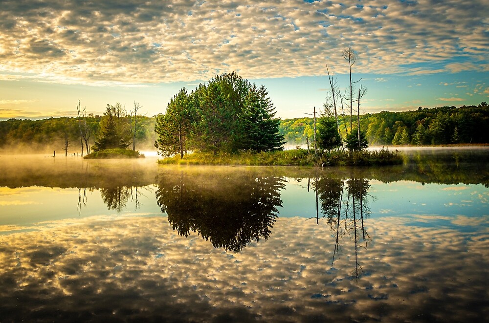 "Beautiful Reflection on a Remote Pennsylvania Lake in the USA" by ...
