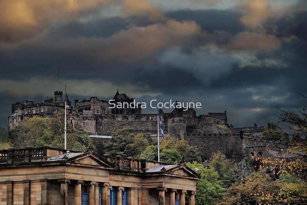 "A Huge Storm Looms Over Edinburgh Castle" by Sandra Cockayne | Redbubble